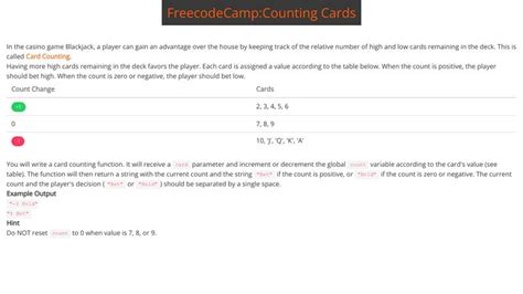 freecodecamp counting cards