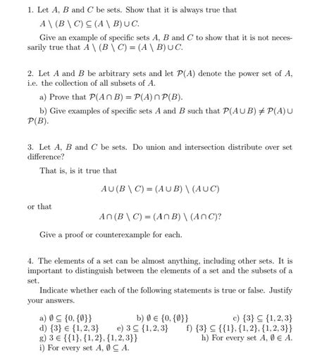 solved 1 let a b and c be sets show that it is always