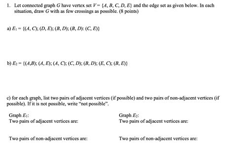 solved 1 let connected graph g have vertex set