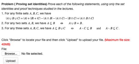problem proving set identities prove each of the