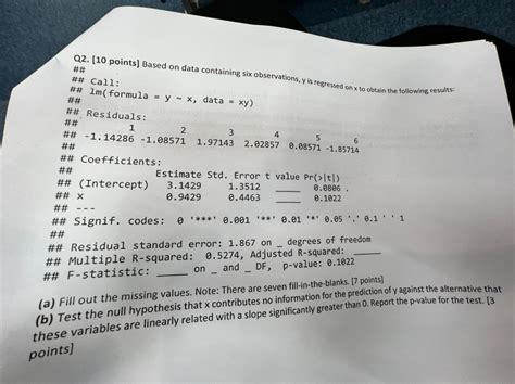 solved q2 [10 points] based on data containing six