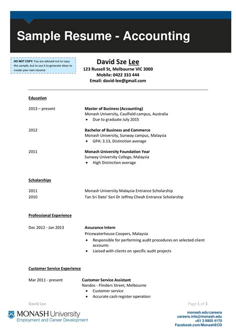 Accounting Resume Template Word