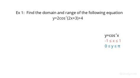 finding domain and range of cosine inverse functions trigonometry