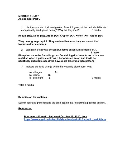 module 2 unit 1 assignment c module 2 unit 1 assignment part c list the symbols of all inert