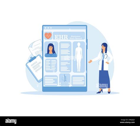 Electronic Health Record EHR Digital Patient Tablet Chart Female