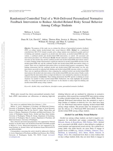 pdf randomized controlled trial of a web delivered personalized normative feedback
