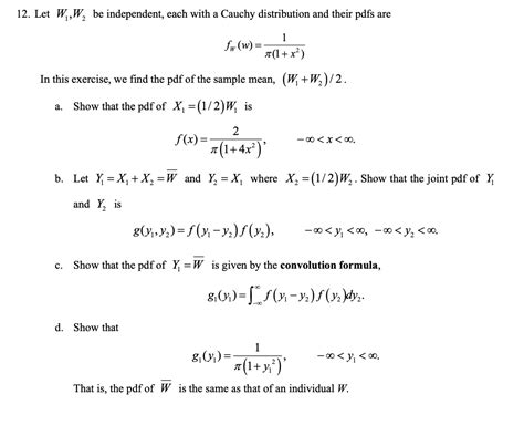 solved 12 let w1 w2 be independent each with a cauchy