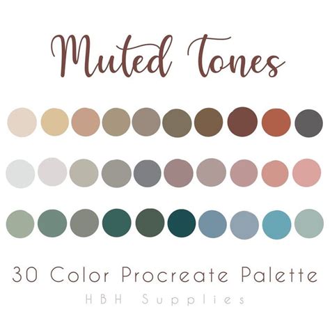 Mute Tones Procreate Palette HEX Codes Procreate Swatch File