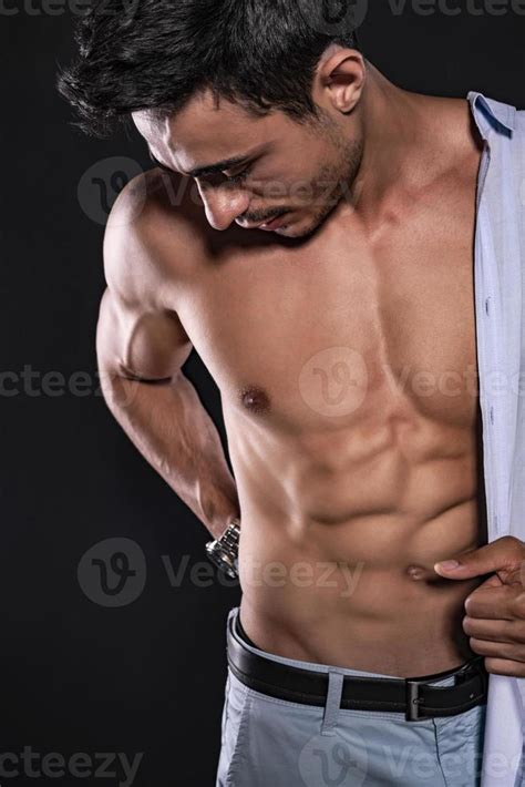 Handsome Arab Male Model With Perfect Body Posing In Studio Portrait