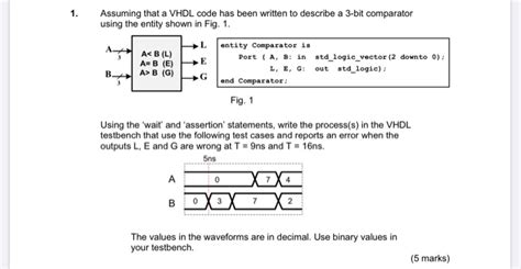 solved 1 assuming that a vhdl code has been written to