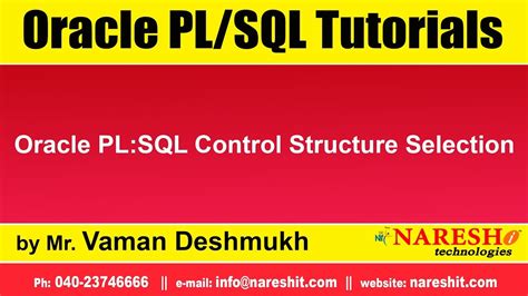 oracle pl sql tutorials oracle pl sql control structure selection by mr vaman deshmukh youtube