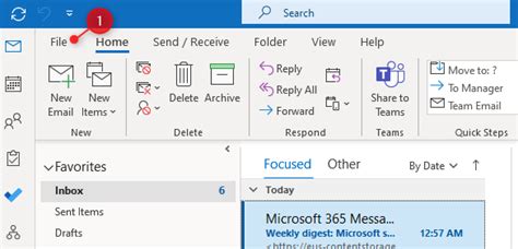 Outlook File Menu