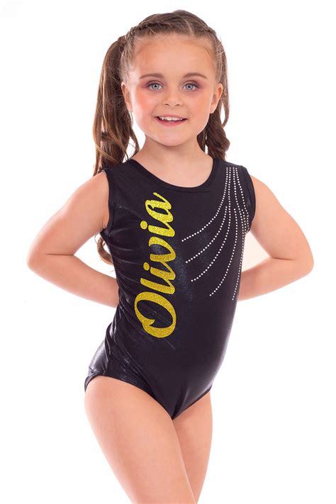 Short Sleeved Dazzling Metallic Black Girls Gymnastics Leotard Etsy