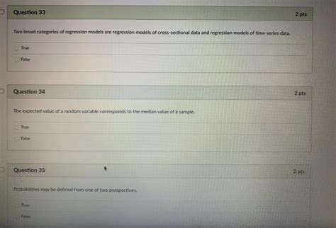 solved question 33 2 pts two broad categories of regression