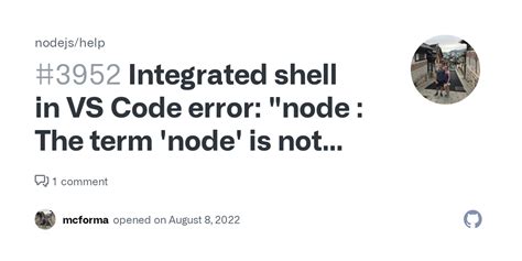 Integrated Shell In VS Code Error Node The Term Node Is Not