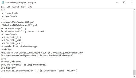 to clear your history or see the options we mentioned you can type in get psreadlinekeyhandler