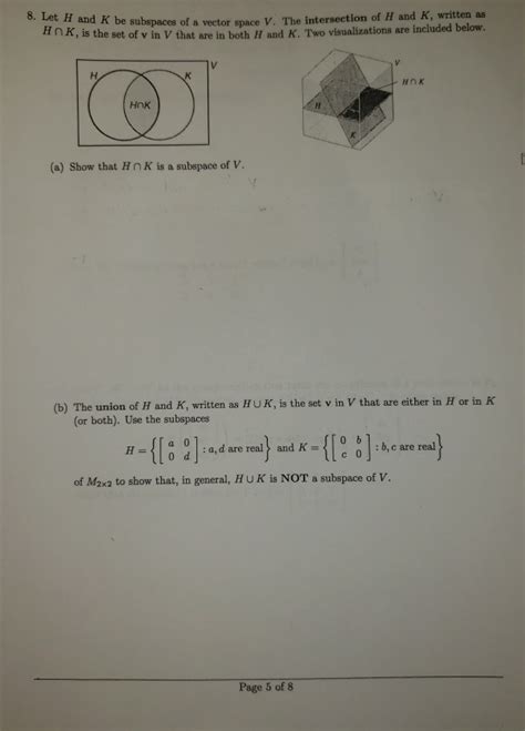 solved subspaces of a vector space v the intersection of h