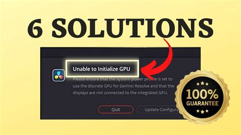 DaVinci Resolve GPU Configuration Warning 4 Solutions Video With