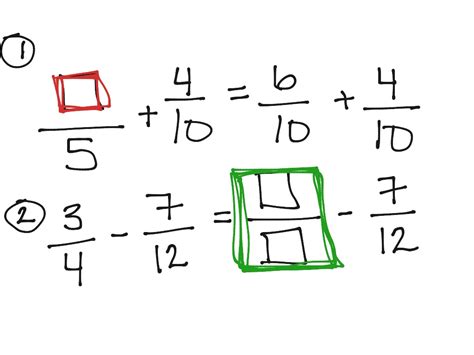 add and subtract fractions with unlike denominators 1 math elementary math 5th grade math