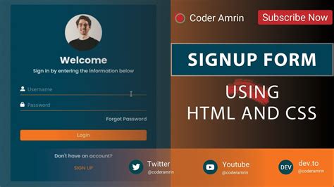 How To Make Signup Form Using Html And Css Create Signup Form With Html Css Youtube