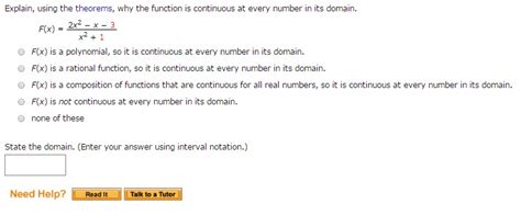 solved explain using the theorems why the function is