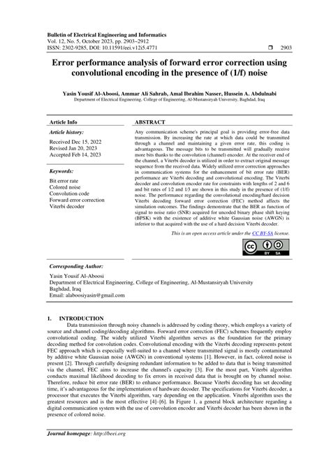 pdf error performance analysis of forward error correction using convolutional encoding in the