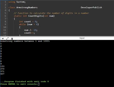 C Program To Print Armstrong Number Between 1 To 1000