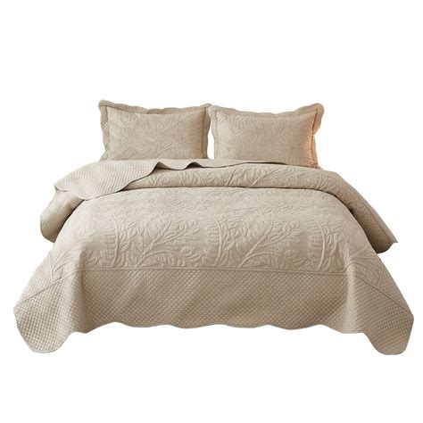Marcielo 3 Piece 100 Cotton Oversized Bedspread Set Coverlet Set Lightweight Quilt Set