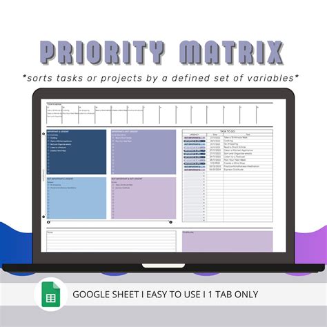 Priority Matrix Excel Template I Decision Matrix Template I To Do List