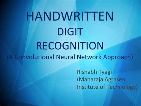 Handwritten Digit Recognition Convolutional Neural Network PPT PPT