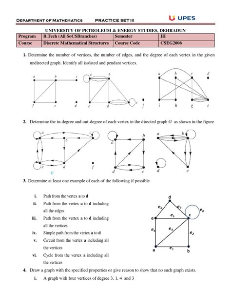 practice set iii pdf vertex graph theory mathematical concepts