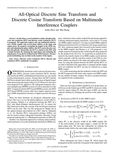 pdf all optical discrete sine transform and discrete cosine transform based on multimode