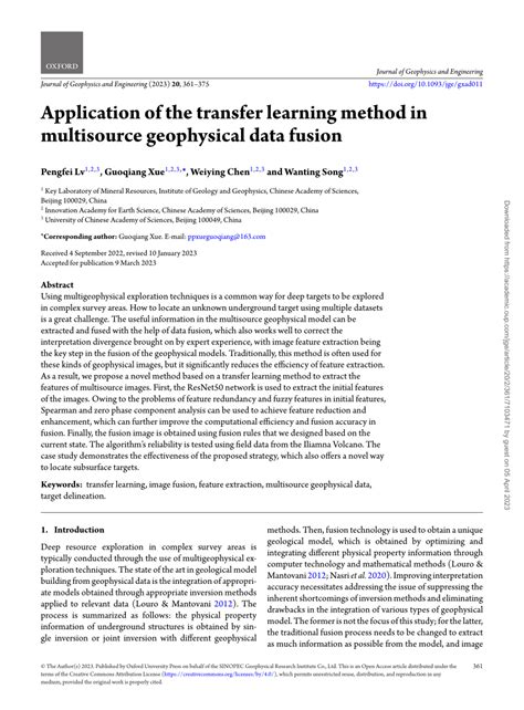 pdf application of the transfer learning method in multisource geophysical data fusion