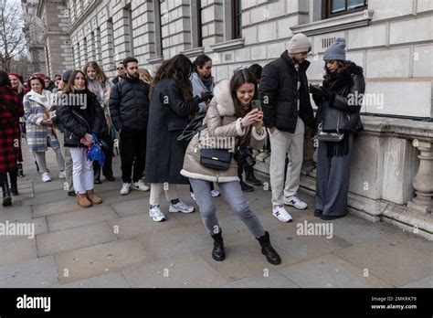 Tourists Take Selfies At Great George Street Westminster One Of Londons Most Popular Tourist