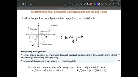 maximum number of turning points for polynomial functions youtube