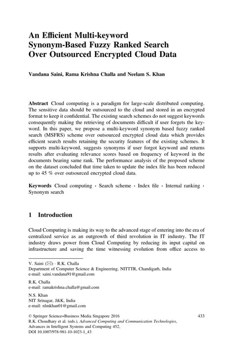 pdf an efficient multi keyword synonym based fuzzy ranked search over outsourced encrypted