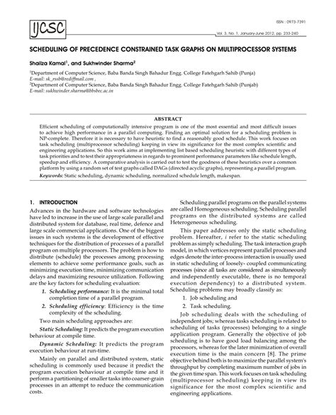[pdf] scheduling of precedence constrained task graphs on multiprocessor systems