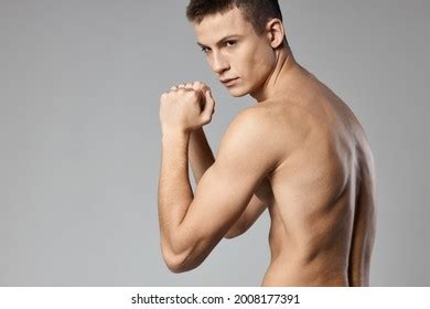 Strong Athlete Bulging Arm Muscles Naked Stock Photo 2008177391