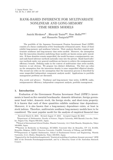 pdf rank based inference for multivariate nonlinear and long memory time series models
