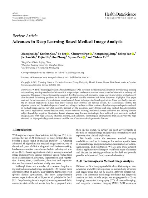 pdf advances in deep learning based medical image analysis