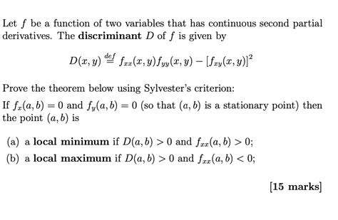 solved let f be a function of two variables that has