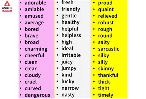 Adjectives Meaning Definition And Examples Types