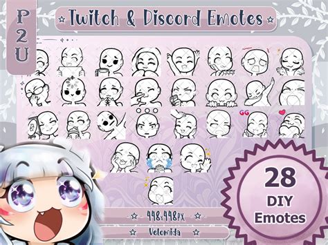 28x Diy Emote Bases Animestyle Big Pack Version 12 Twitch Etsy