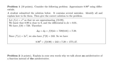 solved problem 1 10 points consider the following