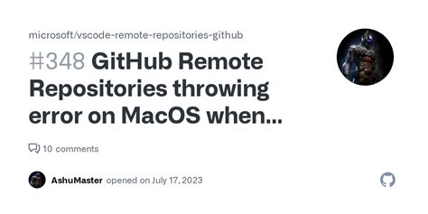 GitHub Remote Repositories Throwing Error On MacOS When Accessing