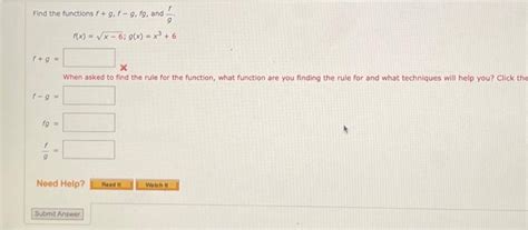 solved find the functions f g f g fg and g f x √x