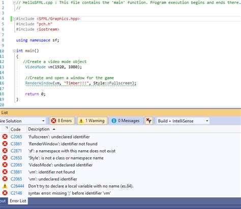 C How Can I Fix Sfml Errors In Vs On Windows Stack Overflow