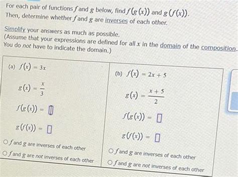 [answered] for each pair of functions f and g below find f g x math