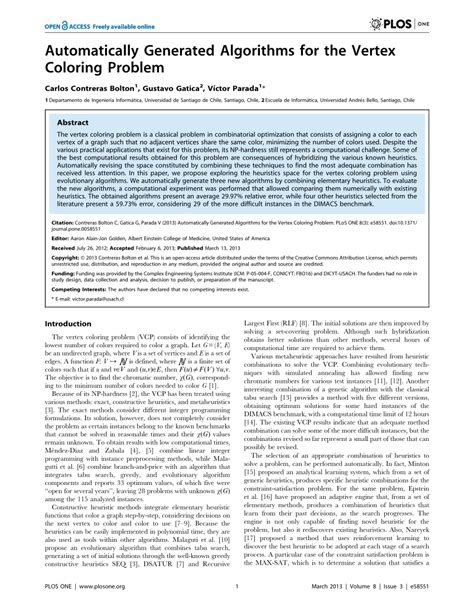 pdf automatically generated algorithms for the vertex coloring problem