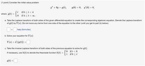solved 1 point consider the initial value problem y 9y